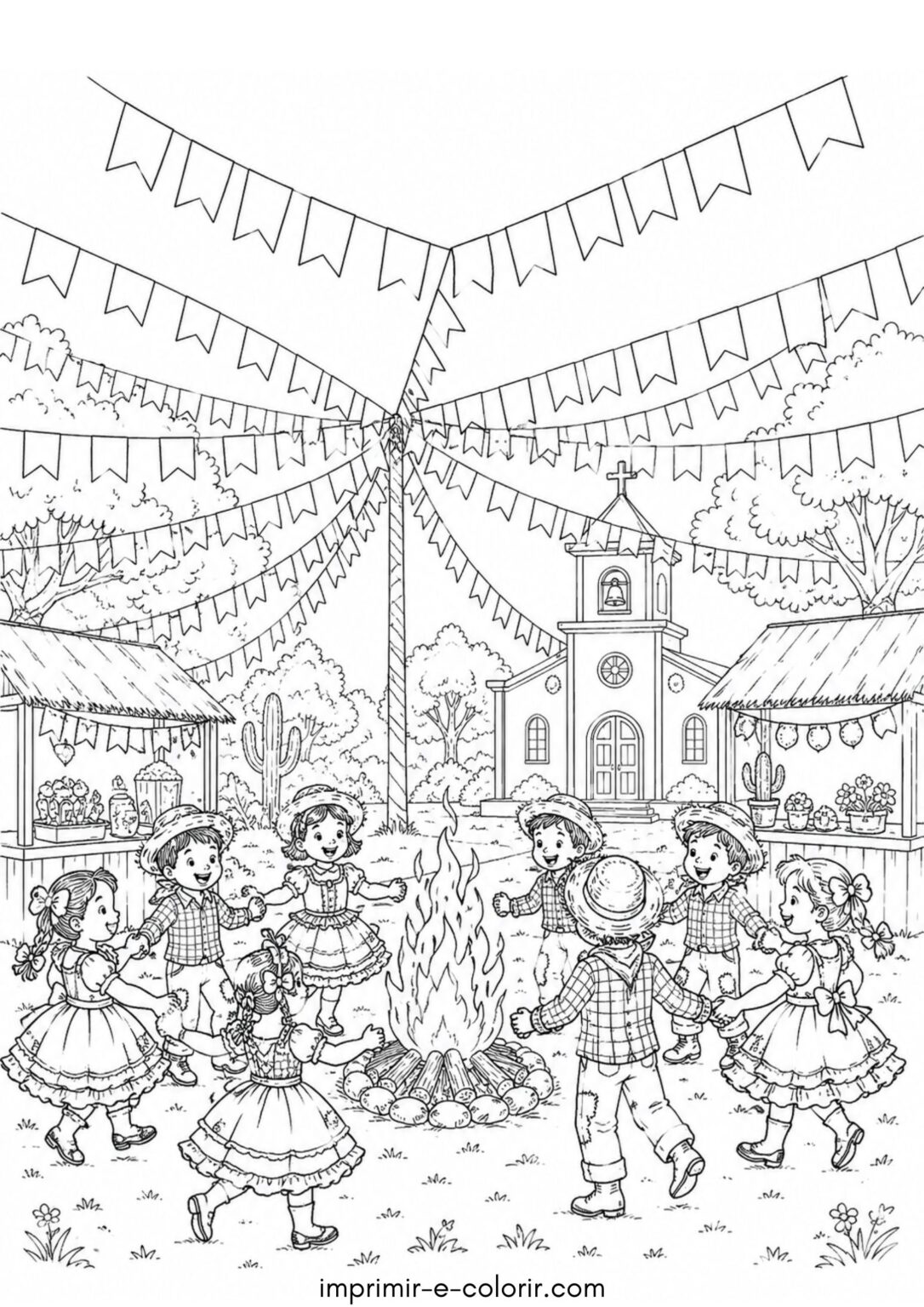 Desenho de Festa Junina – Bandeirinhas para Colorir e Imprimir Grátis ...