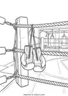 Desenho de Luvas de boxe no ringue de boxe para Colorir e Imprimir ...